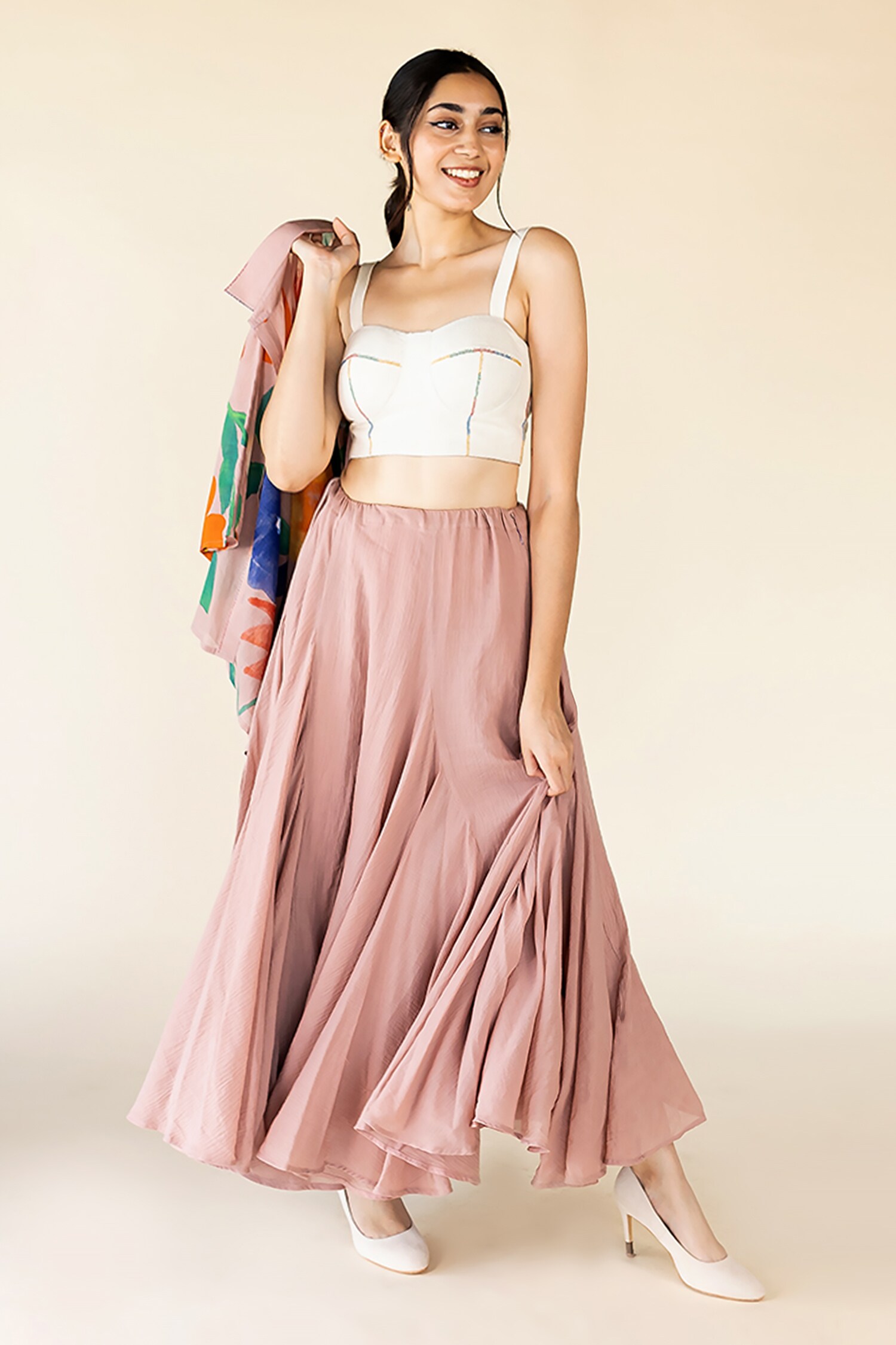 Buy Purvi Doshi Off White Handloom Cotton Sleeveless Corset Online ...