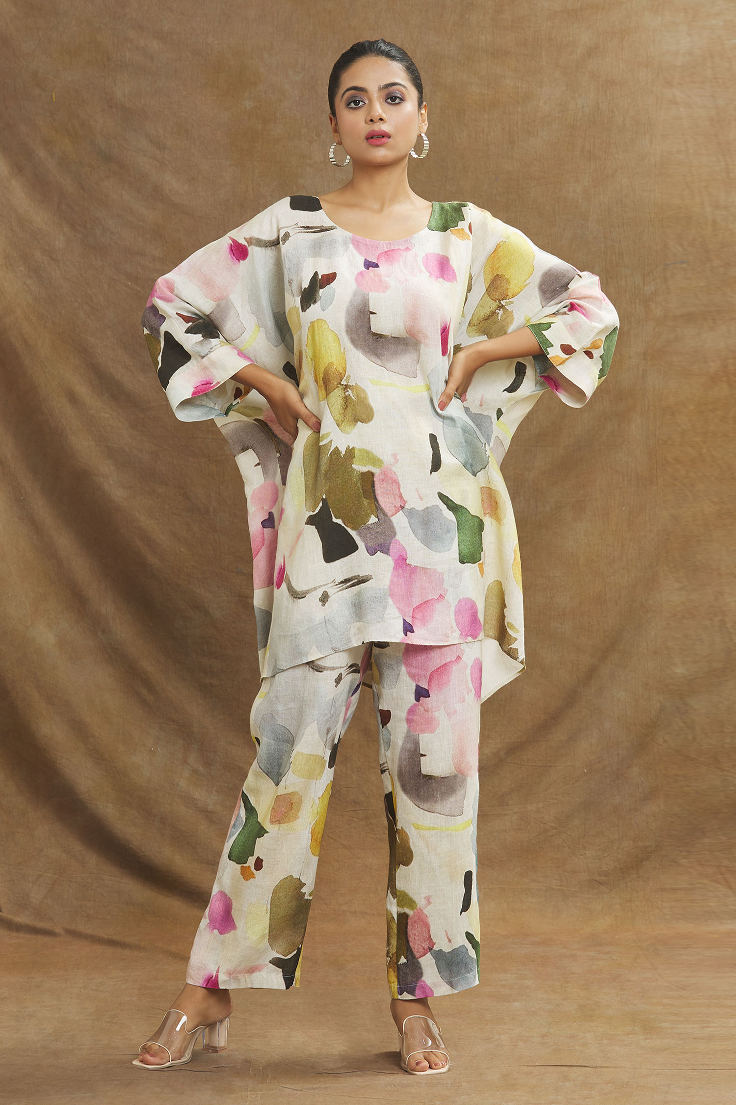 Buy Linen Bloom Multi Color Juhu Print Linen Pant Online | Aza Fashions