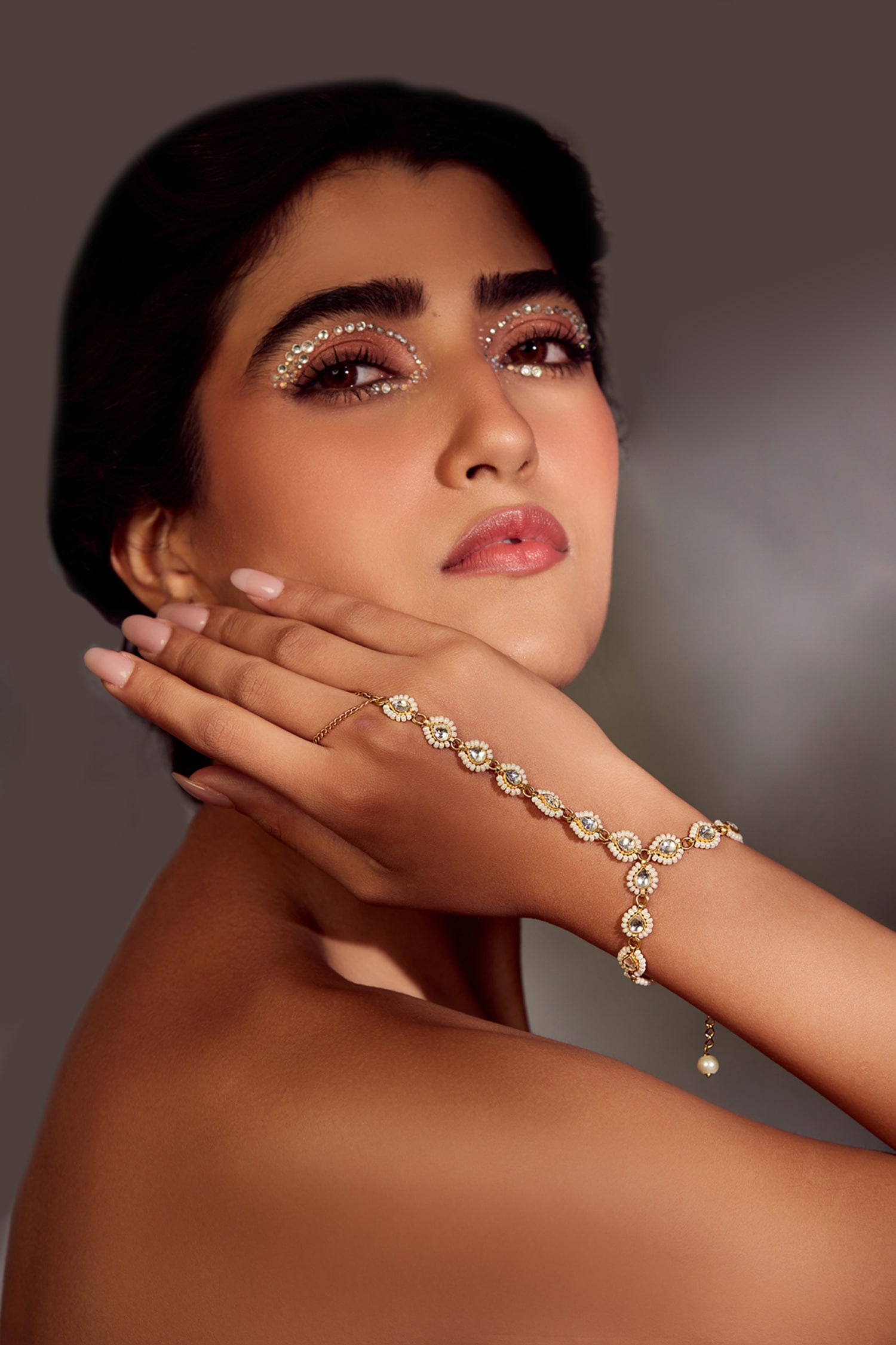 Buy Gold Plated Kundan Pearl Shaped Hathphool by Paisley Pop Online at ...