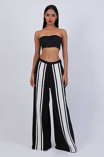 Buy Swatee Singh Black Heavy Crepe Dual Tone Pant Online | Aza Fashions