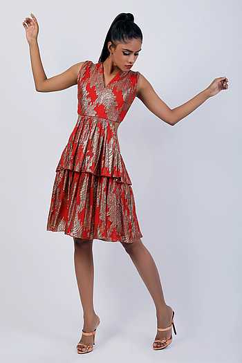 Buy Swatee Singh Georgette Sequins Embroidered Frilled Dress Online ...