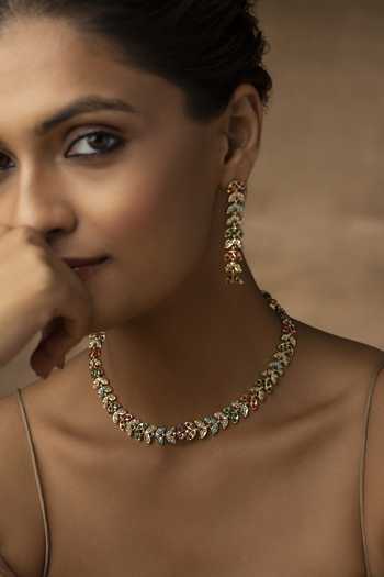 Buy Paisley Pop Jadau Necklace Jewellery Set Online | Aza Fashions