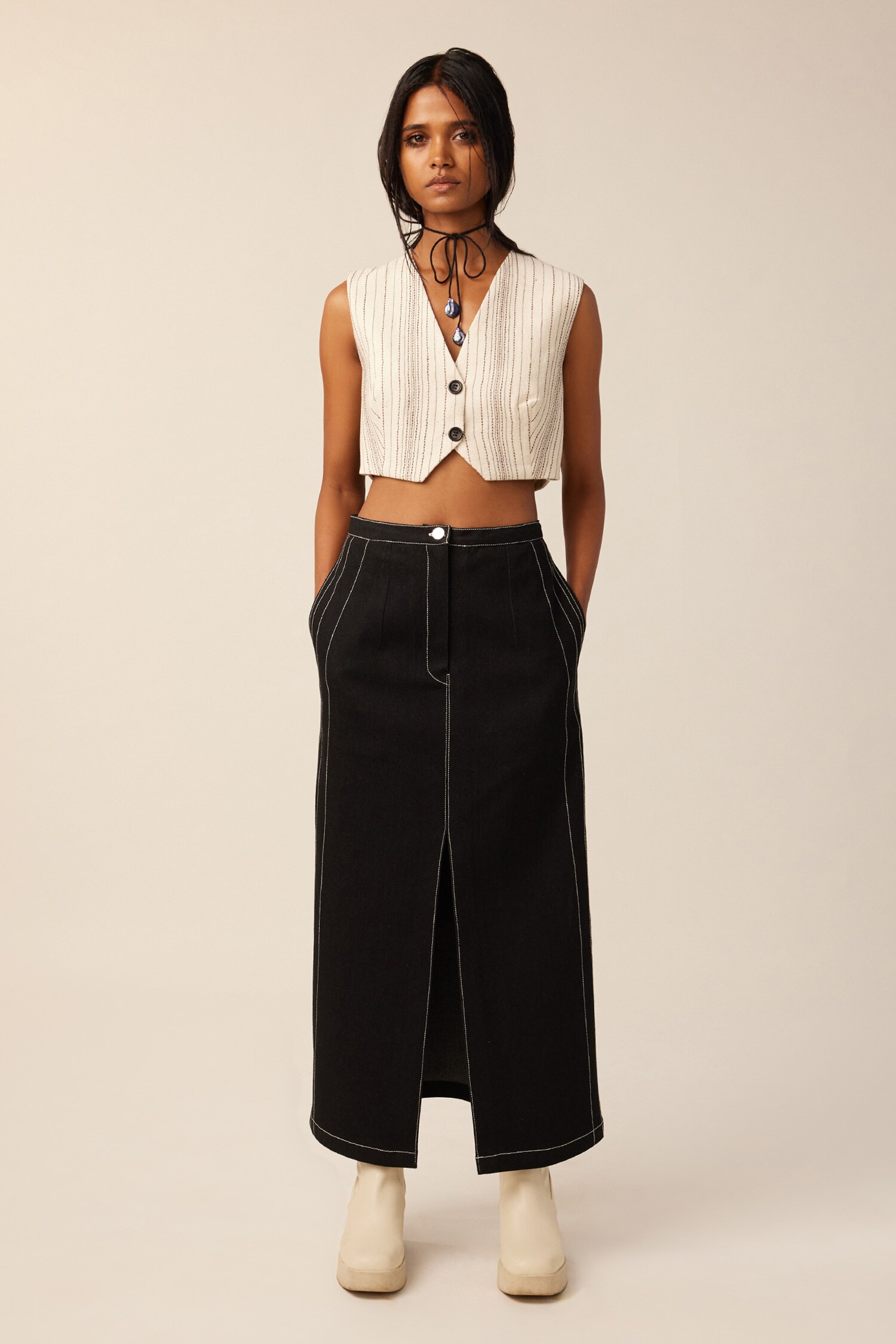 Buy Aroka White Handspun Artisanal Handwoven Crop Waistcoat Online ...