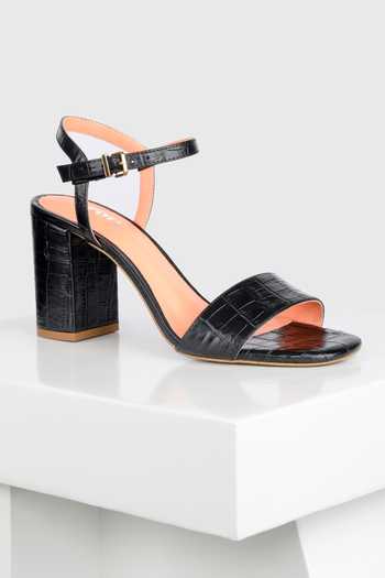 Buy OROH Black Genuine Leather Cadiz Leather Heel Sandals Online | Aza ...
