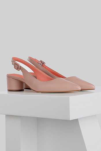 Buy Pink Irun Leather Border Embroidered Block Heels by OROH Online at ...