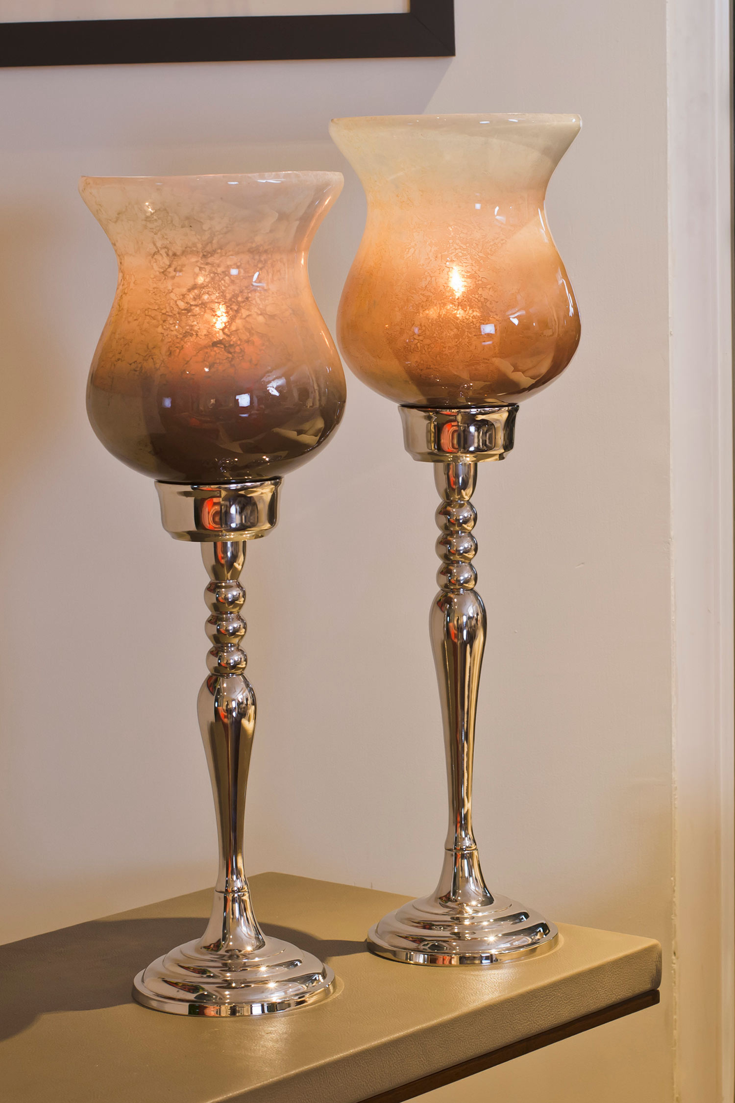 Elm & Oak Atrium Ombre Poco Ornade Hurricanes Set Of 2