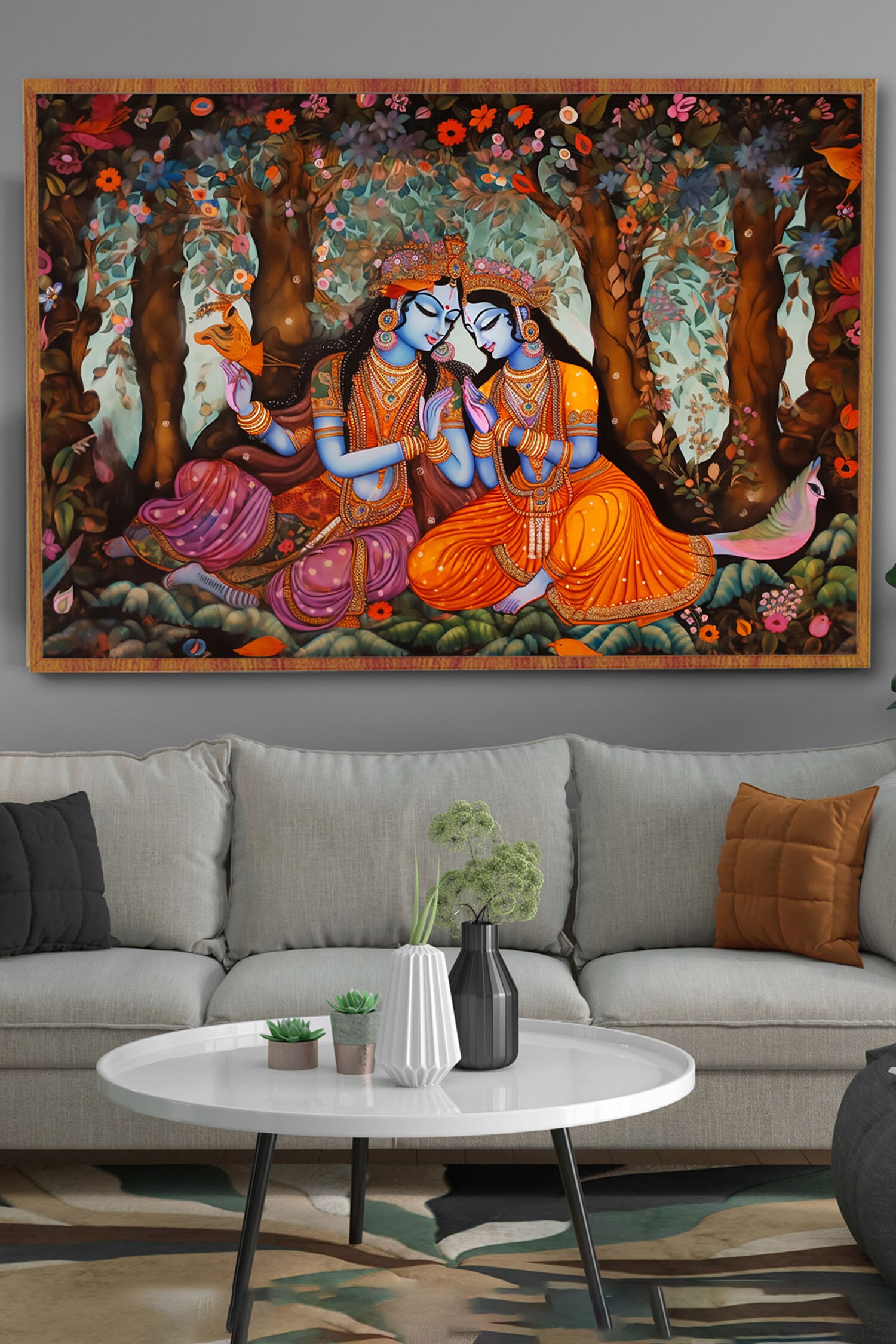 Krutik Whispers Of The Forest A Dual Portrait Painting