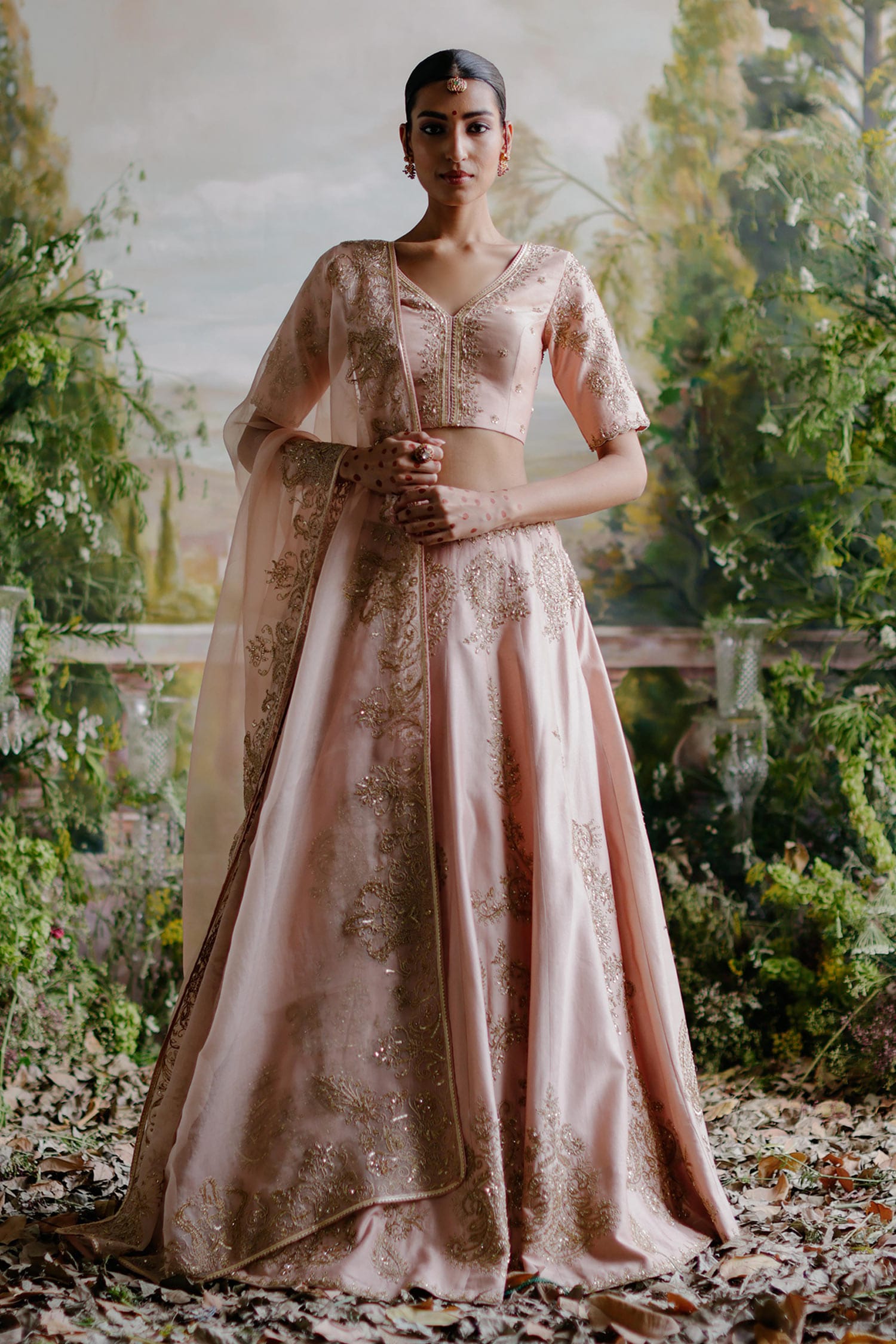 Buy Jigar Mali Pink Chanderi Dori Embroidered Lehenga Set Online | Aza ...