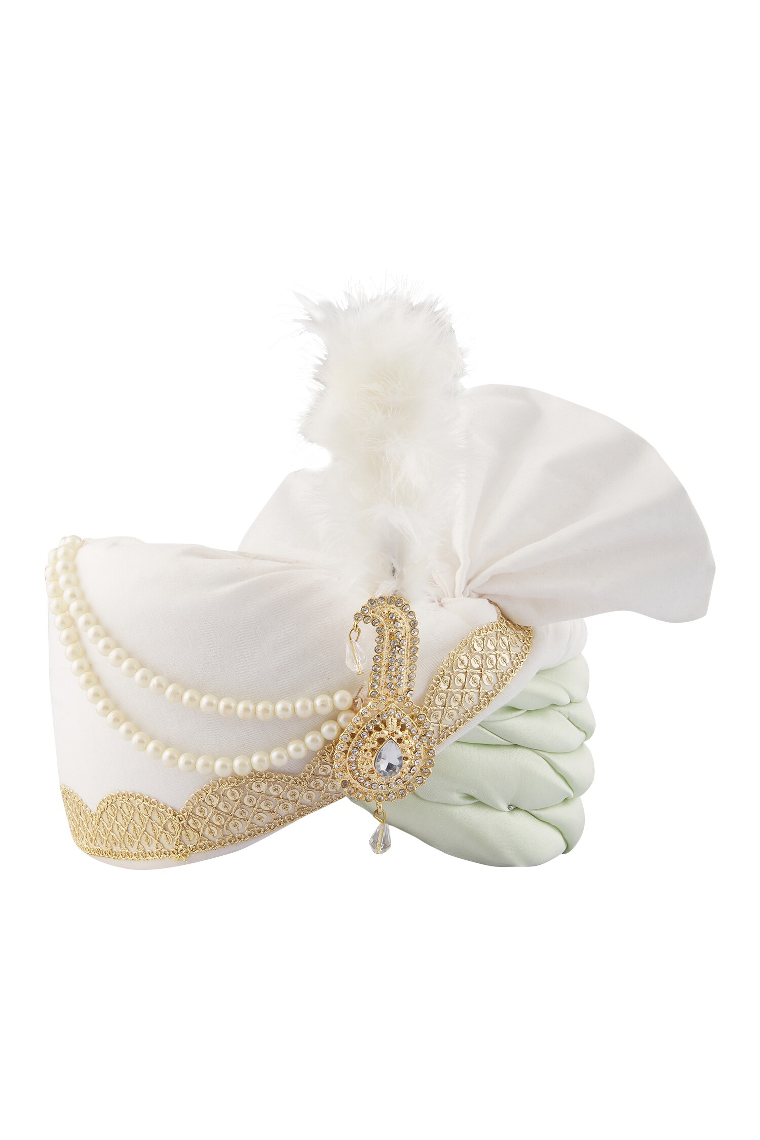 Buy Nayaab by Aleezeh Off White Sequinned Safa Online | Aza Fashions