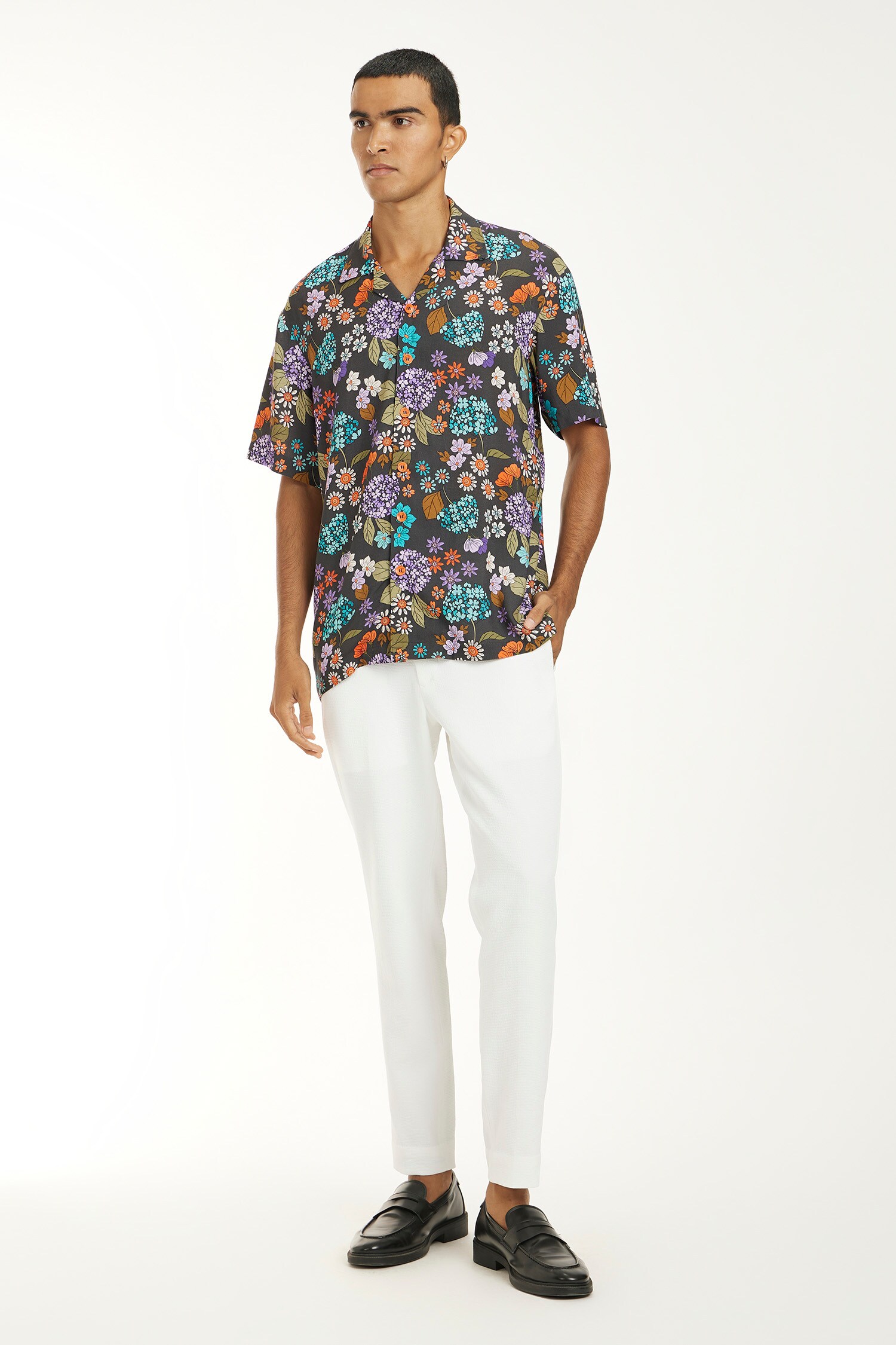 Buy Nautanky Grey Fluid Cotton Blossom Bliss Print Shirt Online | Aza ...