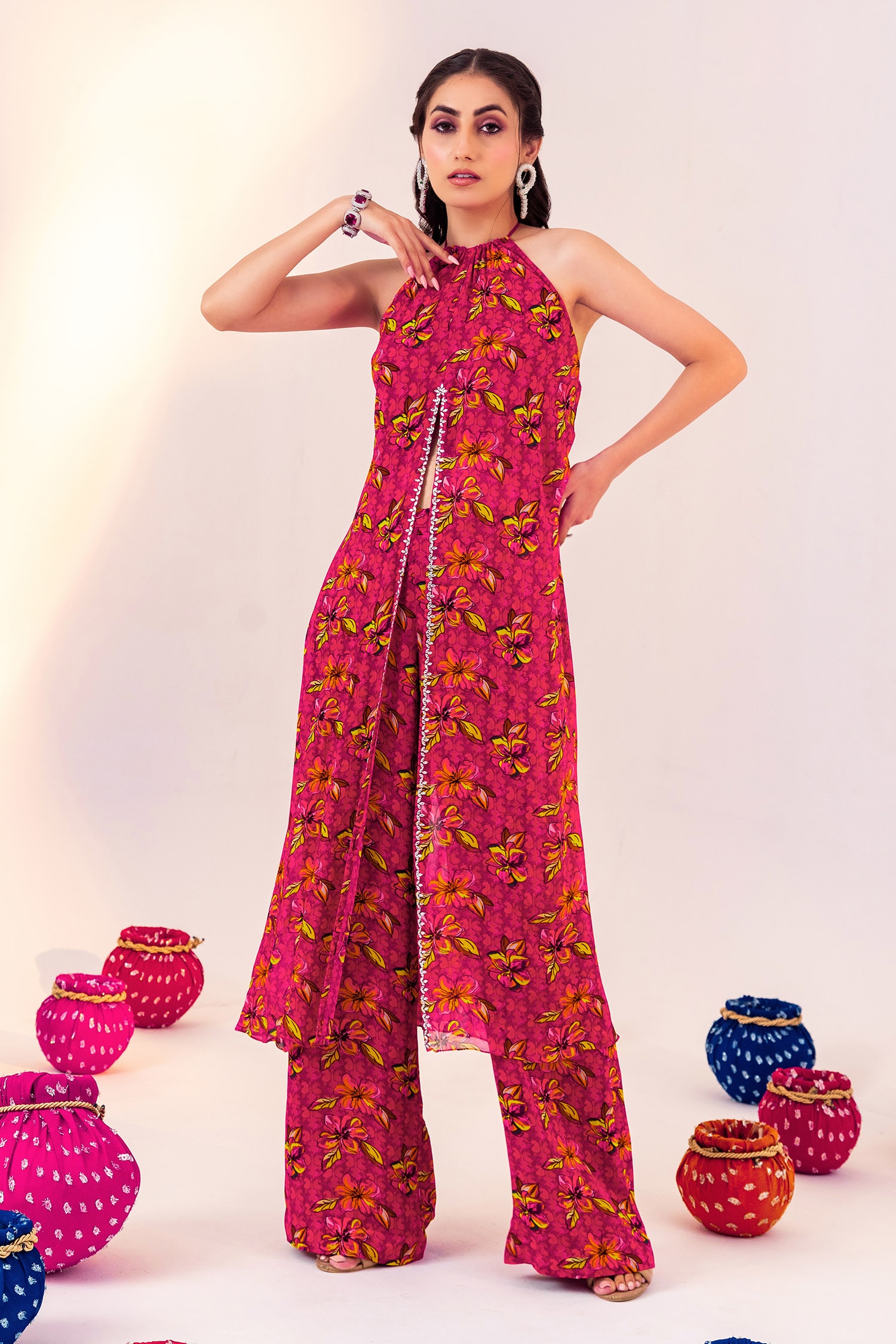 Buy Silky Bindra Purple Georgette Floral Print Tunic With Pant Online ... Buy Silky Bindra Purple Georgette Floral Print Tunic With Pant Online ...