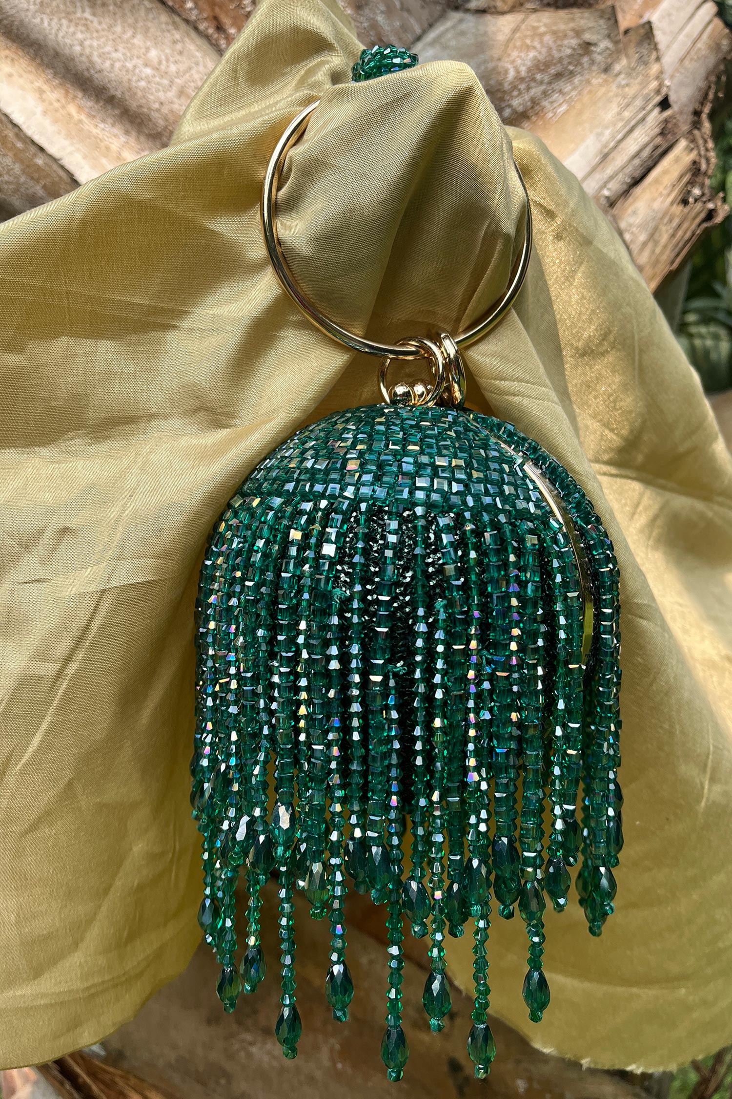 Buy Green Crystals Round Shaped Embellished Bag by BAG HEAD Online at ...