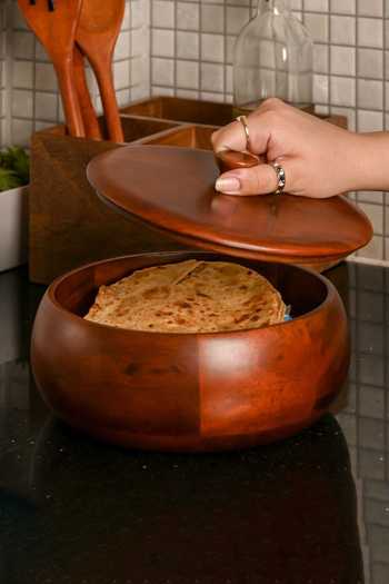 Brick Brown Brown Wood Roti Box