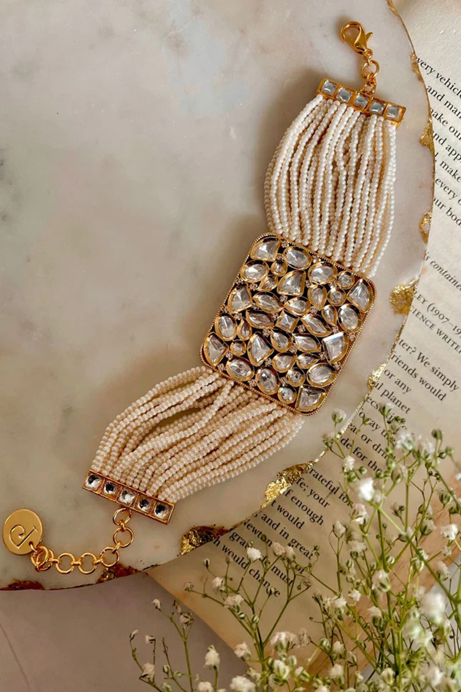 Buy White Kundan Nazia Embellished Pendant Choker by Prerto Online at ...