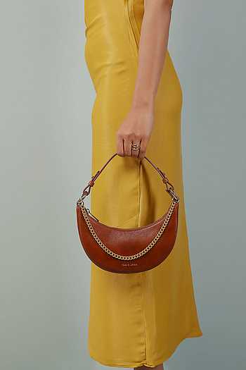 Buy Tan & Loom Little Lune Leather Baguette Online | Aza Fashions