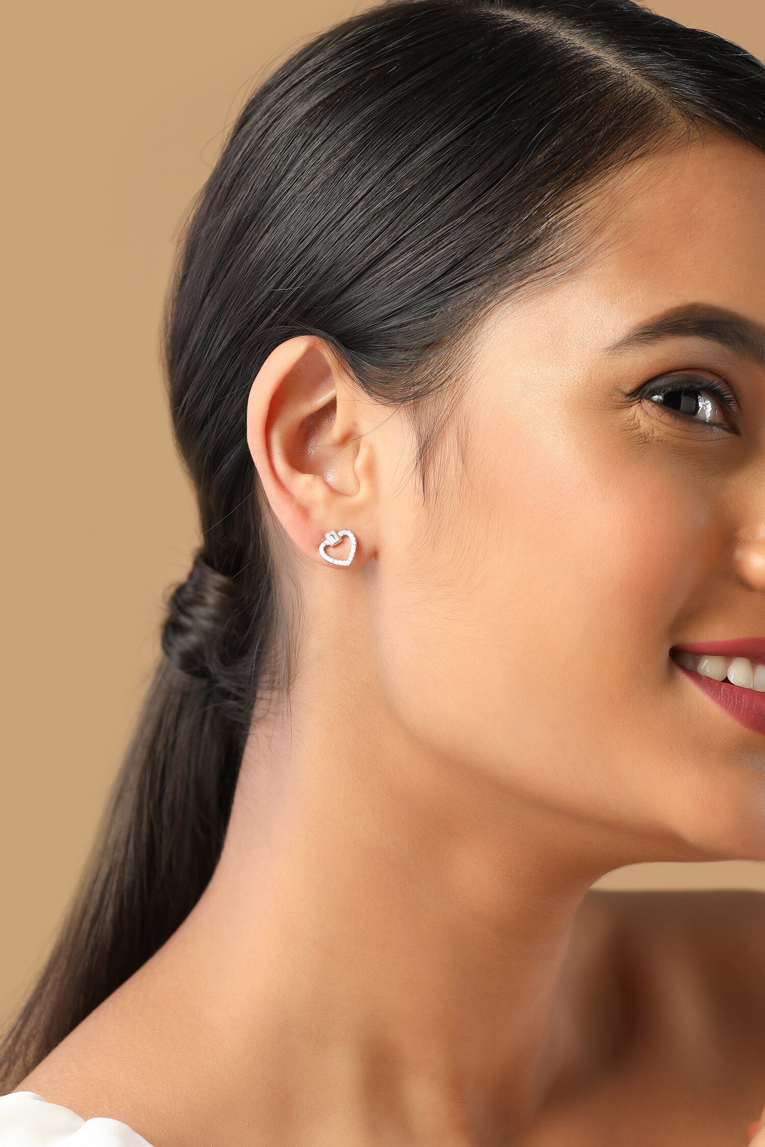 Buy Curio Cottage Heart Cubic Zircon Studded Earrings Online | Aza Fashions