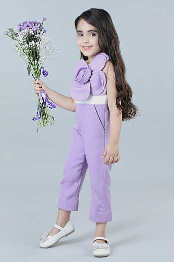 Buy The little celebs Purple Colour Block Jumpsuit For Girls Online ...