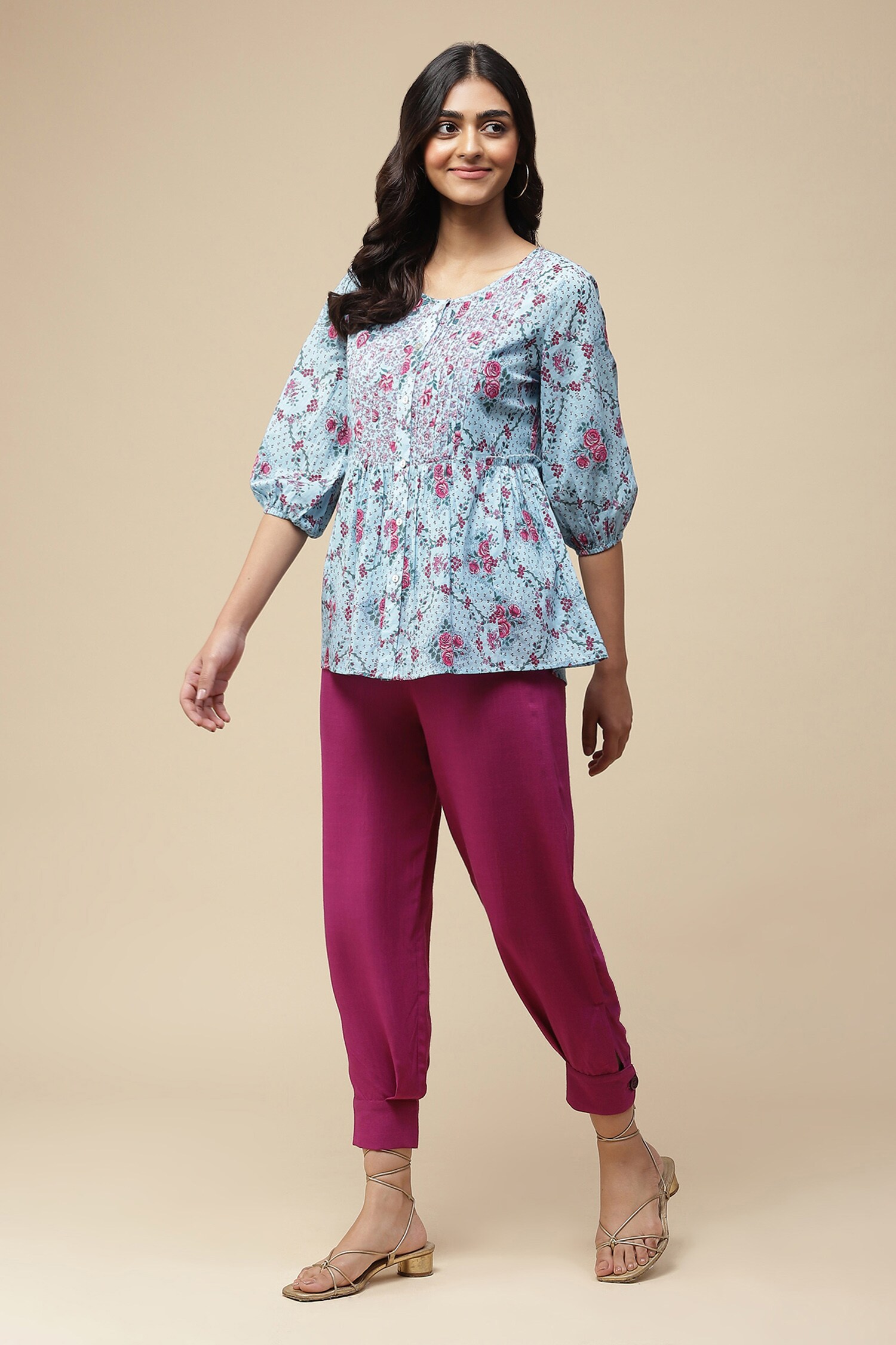 Buy Purple Rayon Plain Solid Pant For Women by Aarke Ritu Kumar Online ...