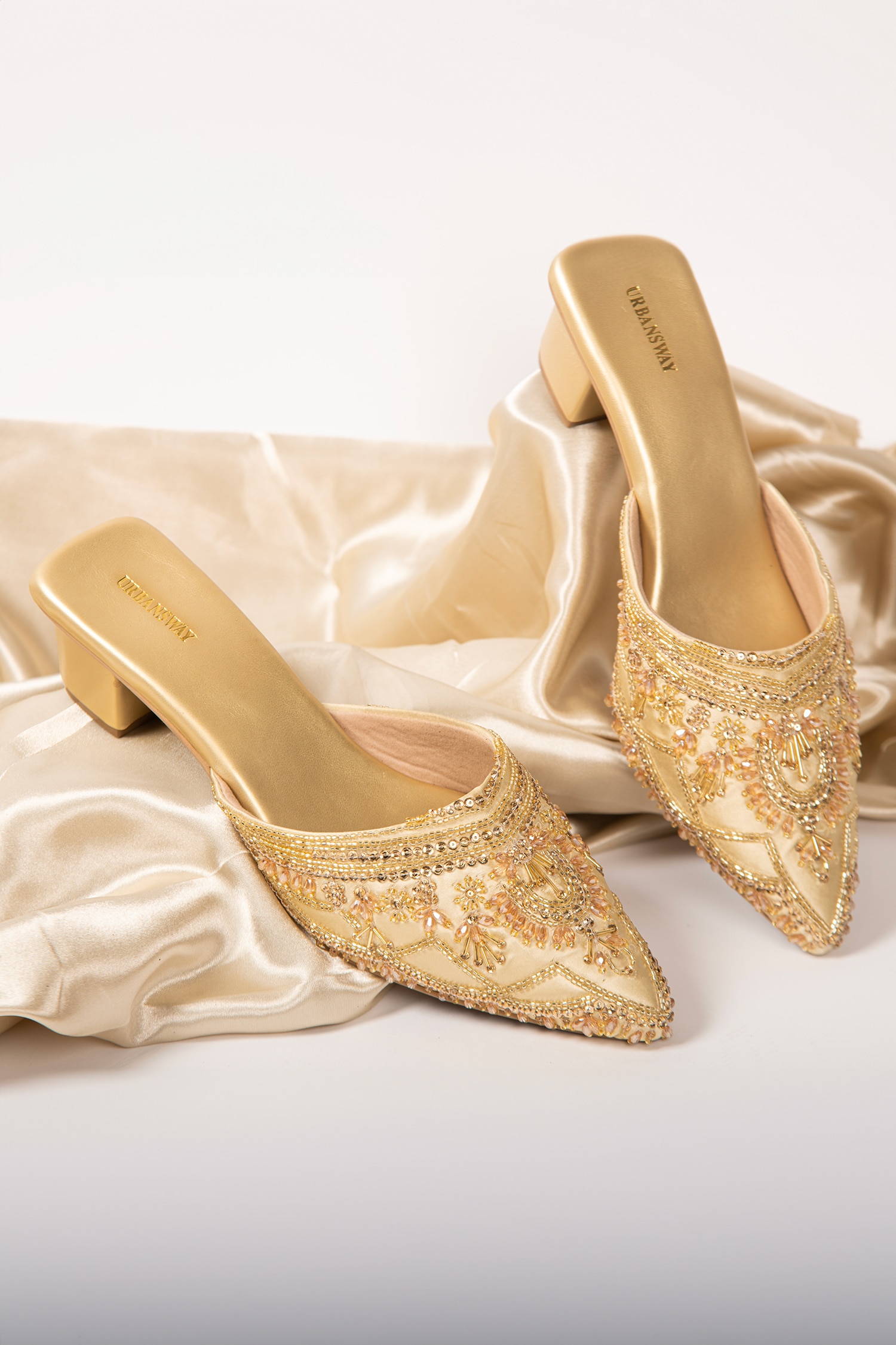 Buy Gold Stones And Cut Dana Work Mules by Urbansway Online at Aza ...