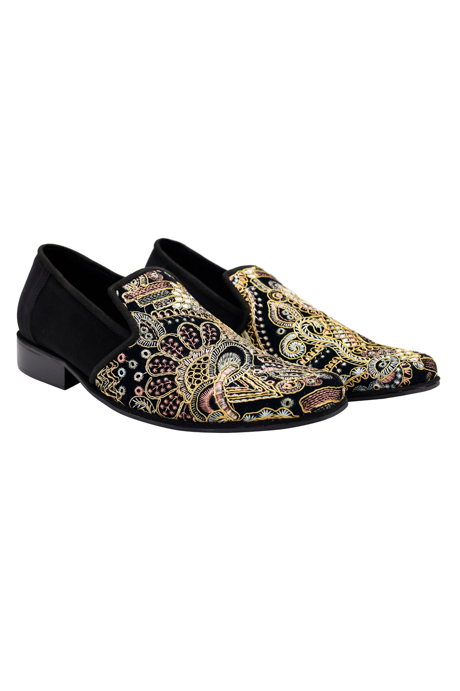 Buy PAKO Black Suede Andrew Embroidered Loafers Online | Aza Fashions