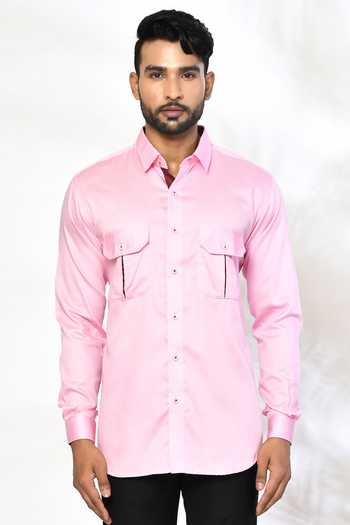 Buy Pink Cotton Button Placket Shirt For Men by Arihant Rai Sinha ...