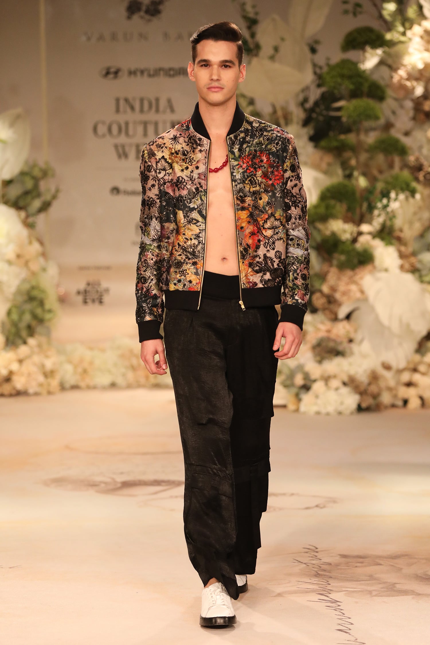 Buy Varun Bahl Black Printed Brocade Bomber Jacket And Trouser Set ...
