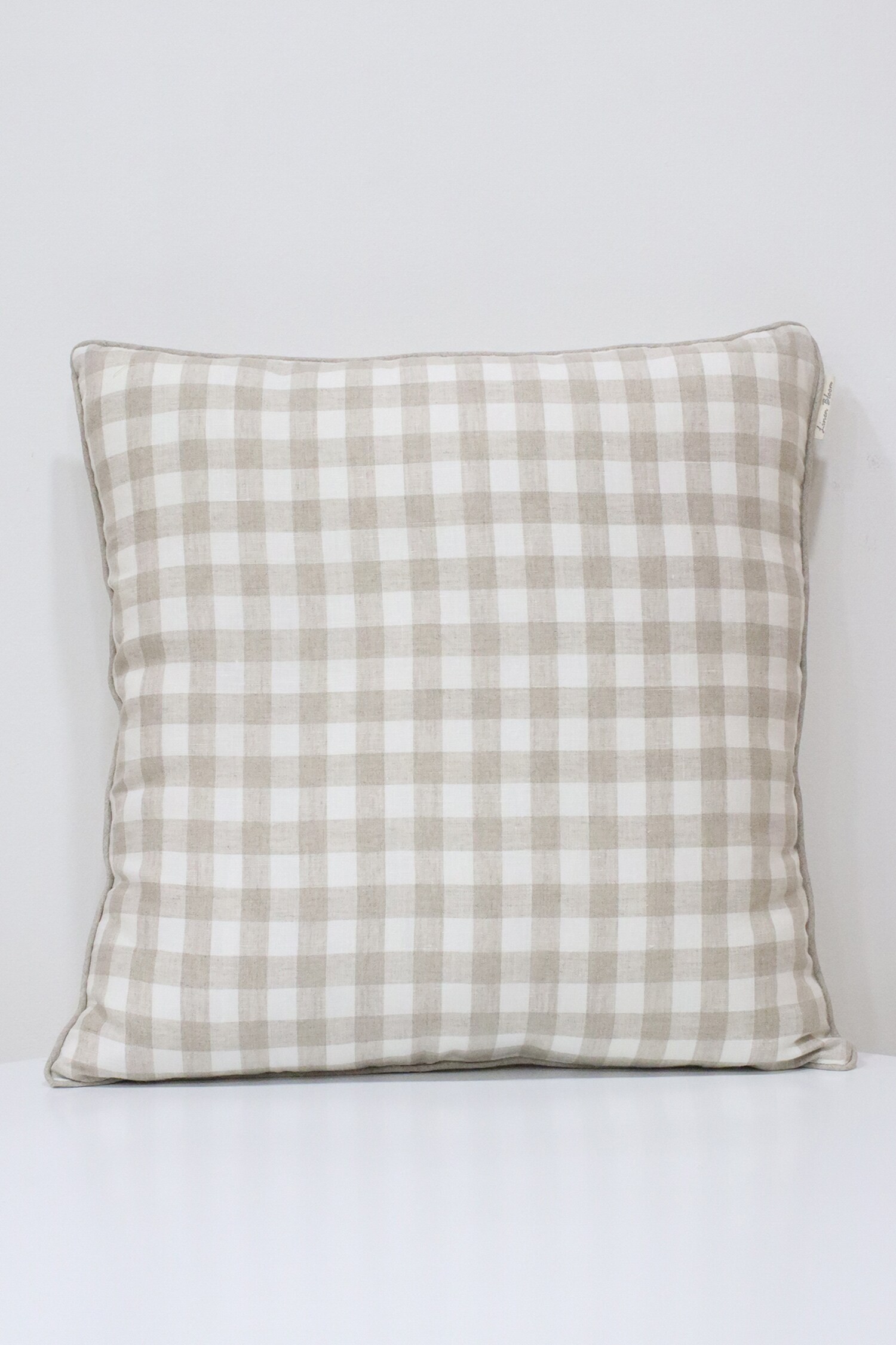 Buy Linen Bloom Checkered Pattern Linen Cushion Online | Aza Fashions