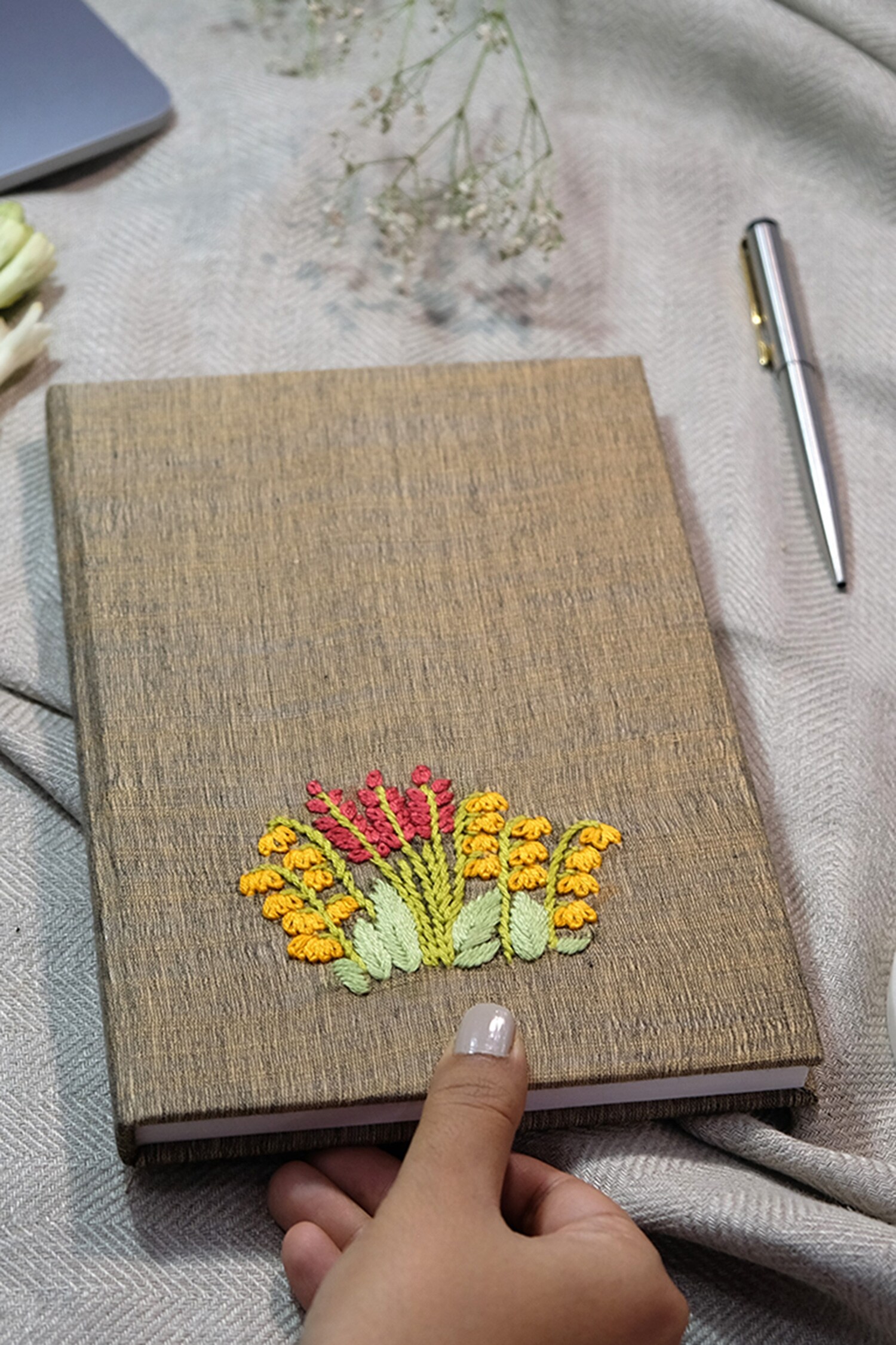 Design Gaatha Floral Embroidered Handloom Cotton Diary