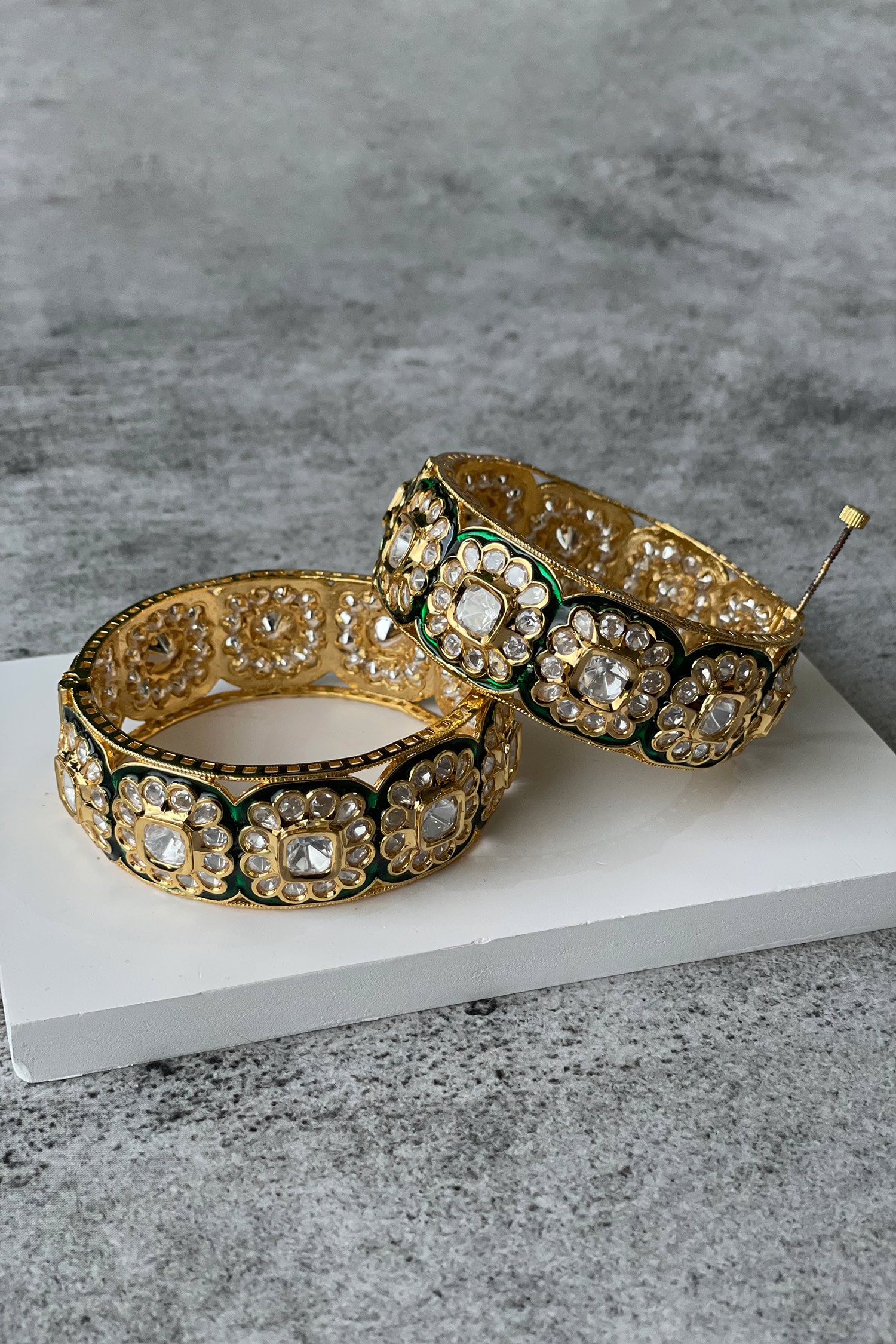 Buy Studio6 Jewels Kundan Embellished Broad Bangle - Set Of 2 Online ...