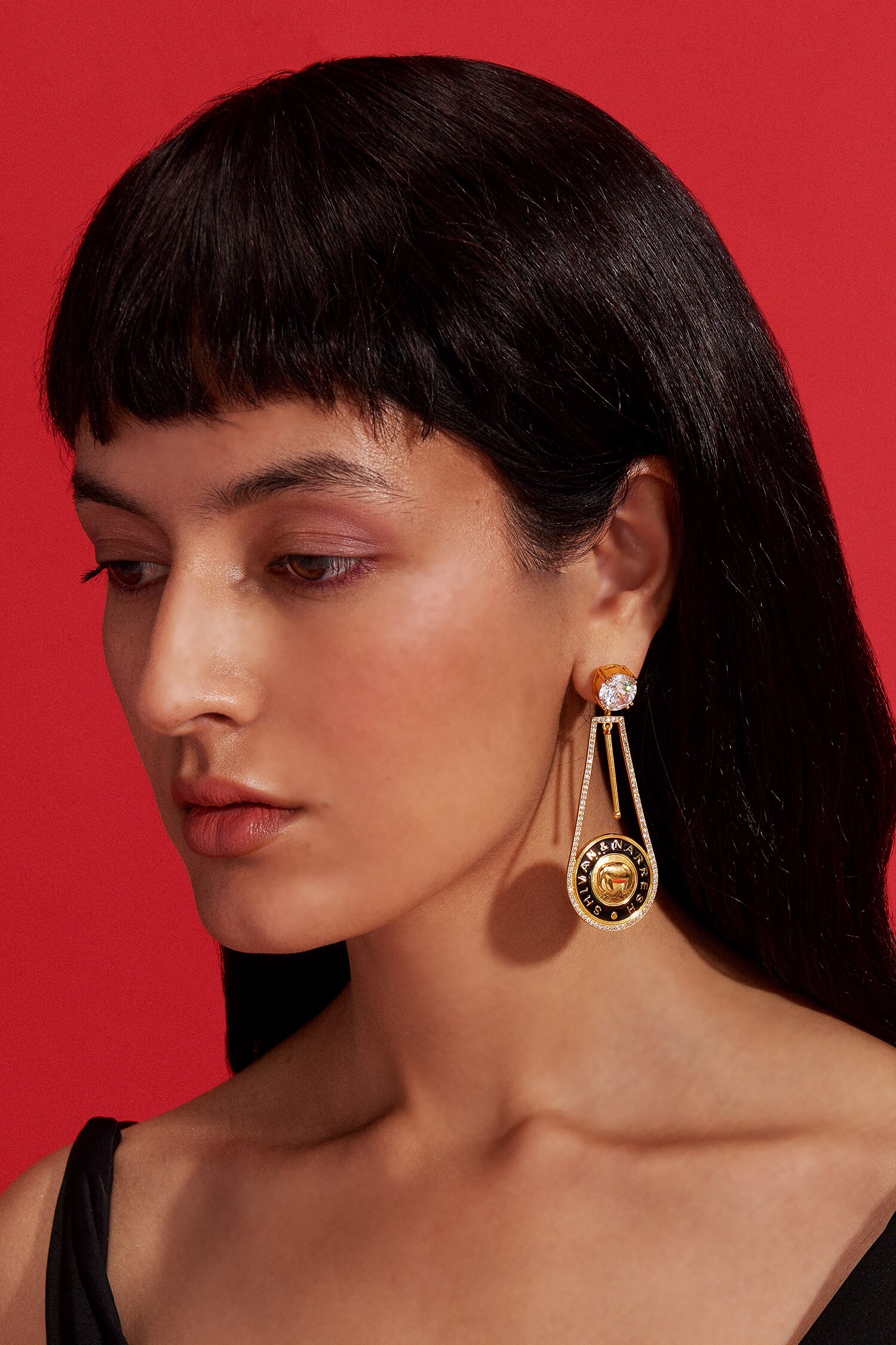 Buy Aulerth X Shivan and Narresh Numisma Pendulum Carved Earrings Online | Aza Fashions