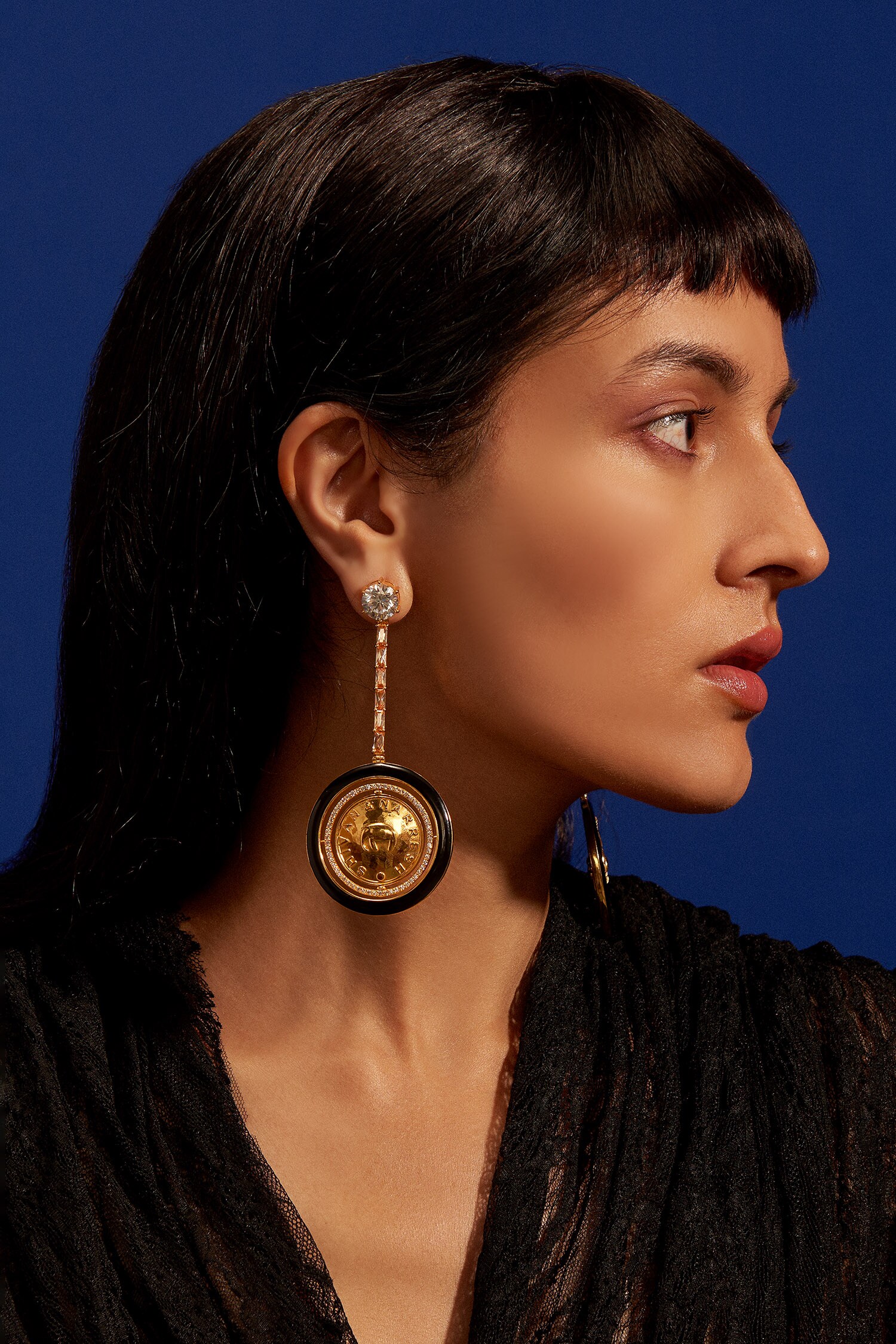 Buy Aulerth X Shivan and Narresh Numisma Orbit Carved Earrings Online | Aza Fashions