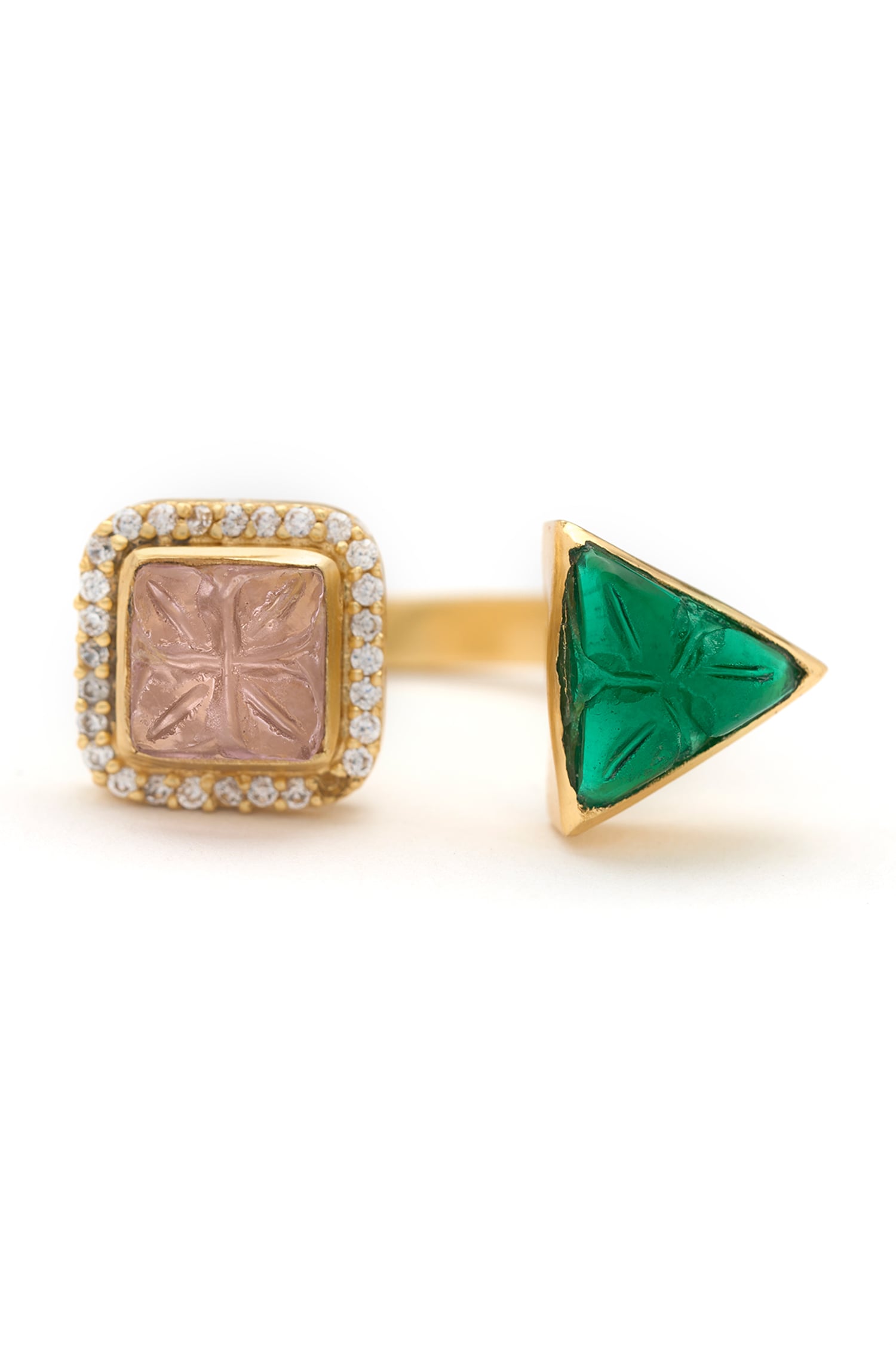 Buy Aulerth X JJ Valaya Rumeli Carved Stone Embellished Ring Online | Aza Fashions