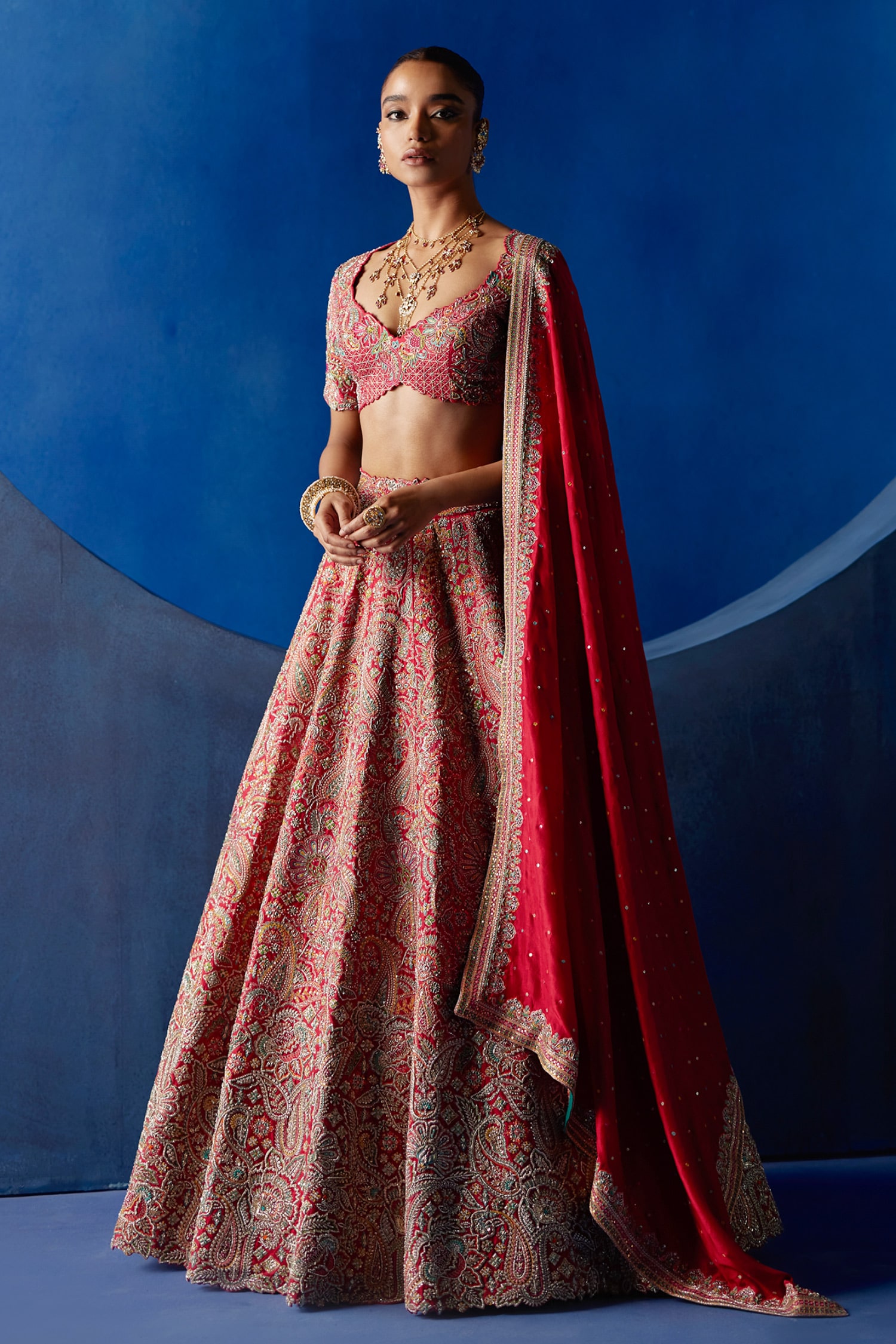Buy Mrunalini Rao Ahvi Raw Silk Embroidered Lehenga Set Online | Aza ...