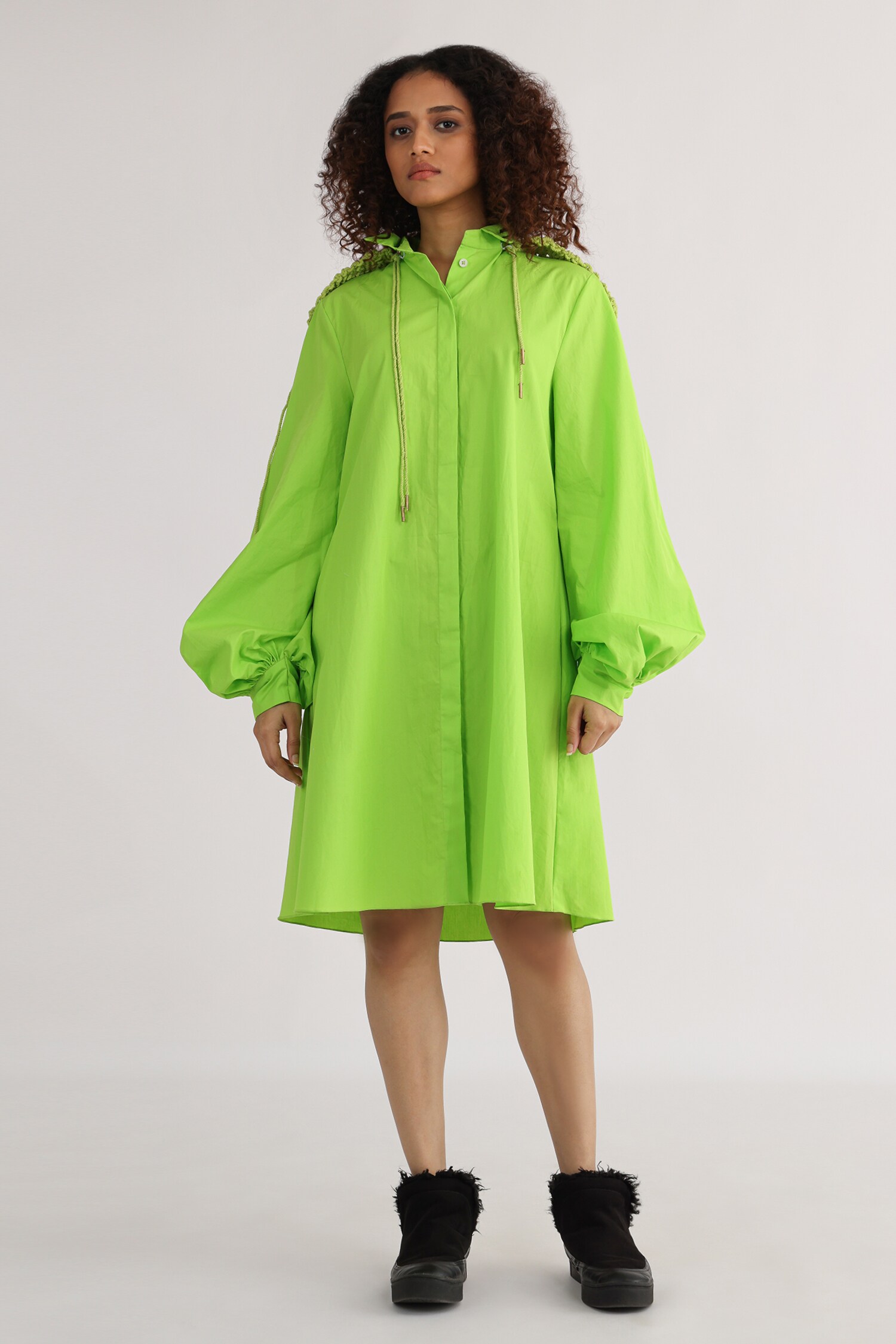 Buy Studio Moda India Green Cotton Berserk Macrame Embroidered Dress ...