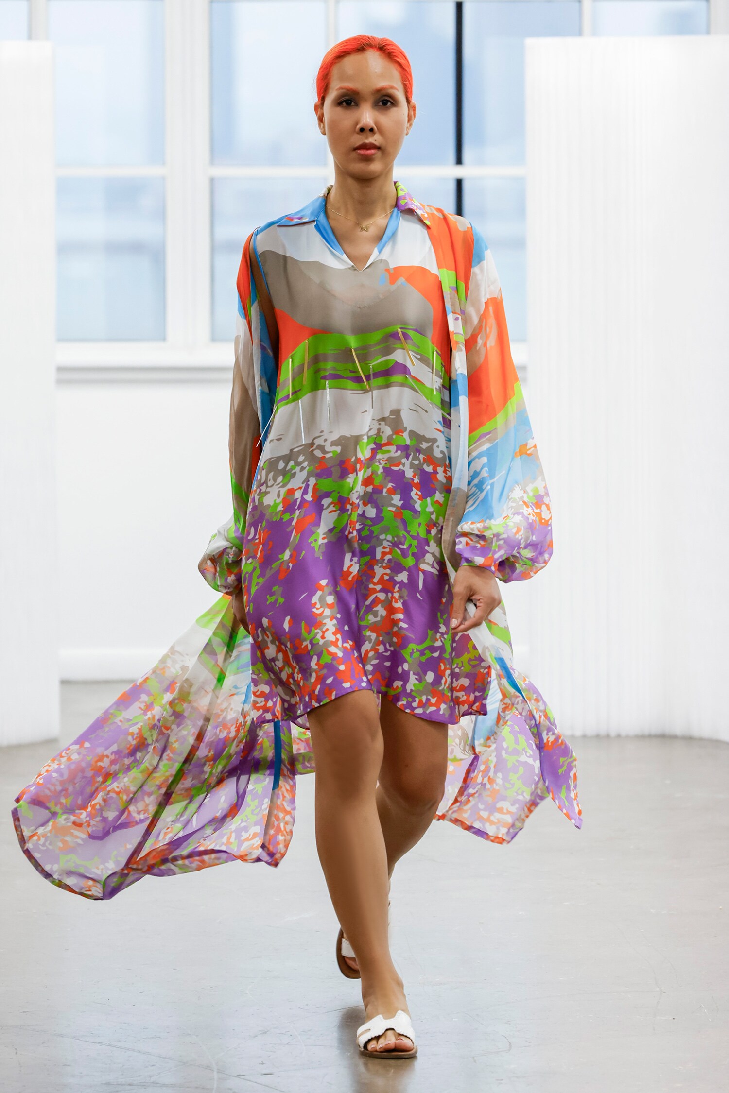 Buy Studio Moda India Multi Color Organza Arcand Abstract Print Jacket ...