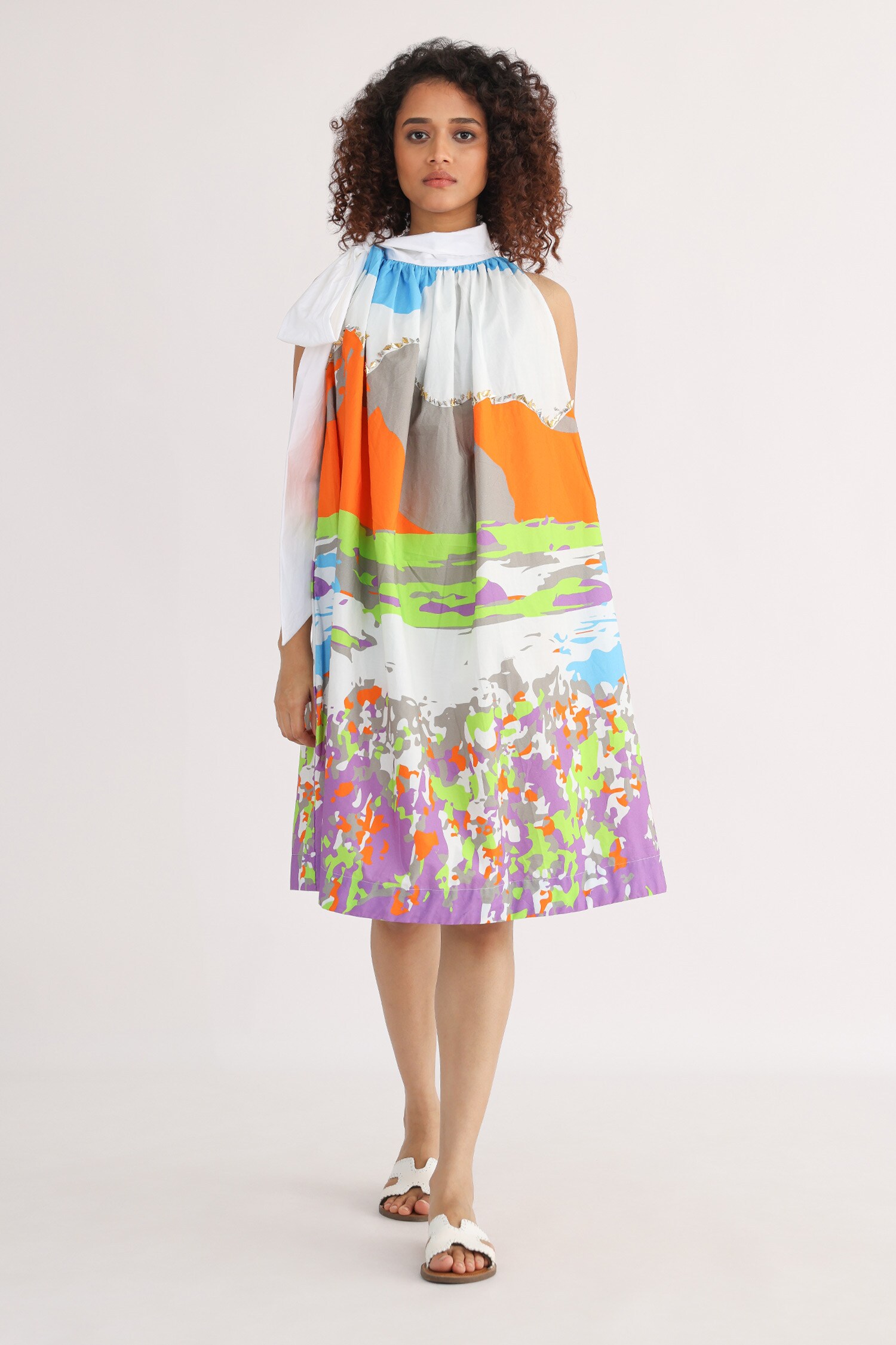 Buy Multi Color 100% Cotton Woven Norse Day Halter Neck The Antares ...