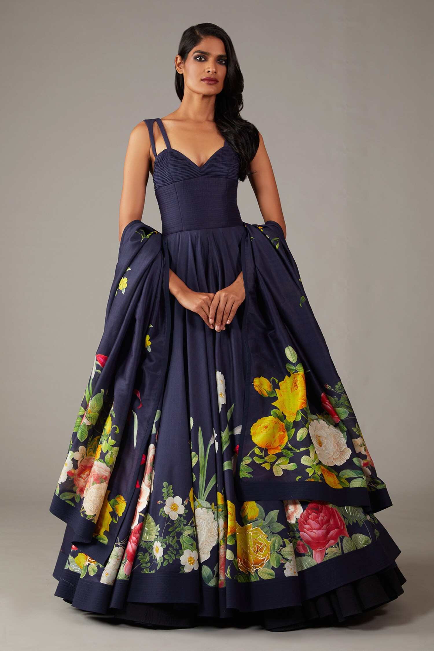 Buy Rohit Bal Blue Bloom Garden Anarkali Set Online | Aza Fashions