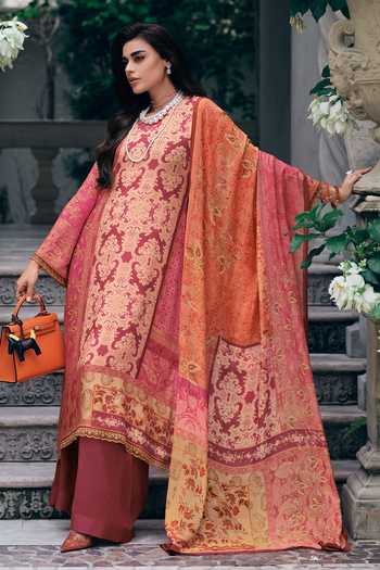 Buy Multi Color Kurta Viscose Muslin Printed V Neck Straight Pant Set ...