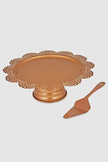 Living With Elan Scallop Border Cake Stand With Cake Server