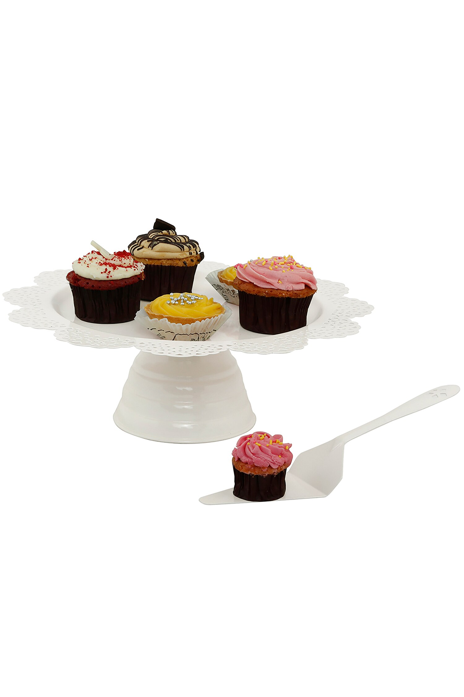 Living With Elan Scallop Border Cake Stand With Server