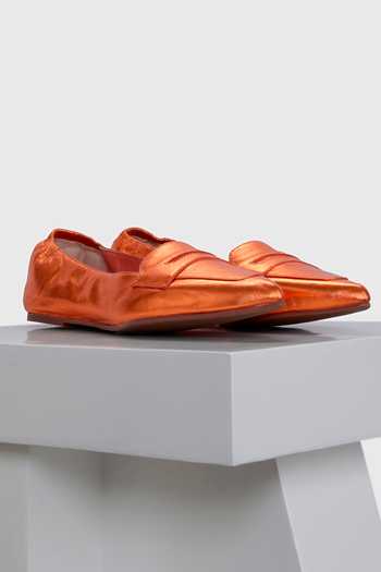 Buy Orange Mahon Leather Ballerina by OROH Online at Aza Fashions.