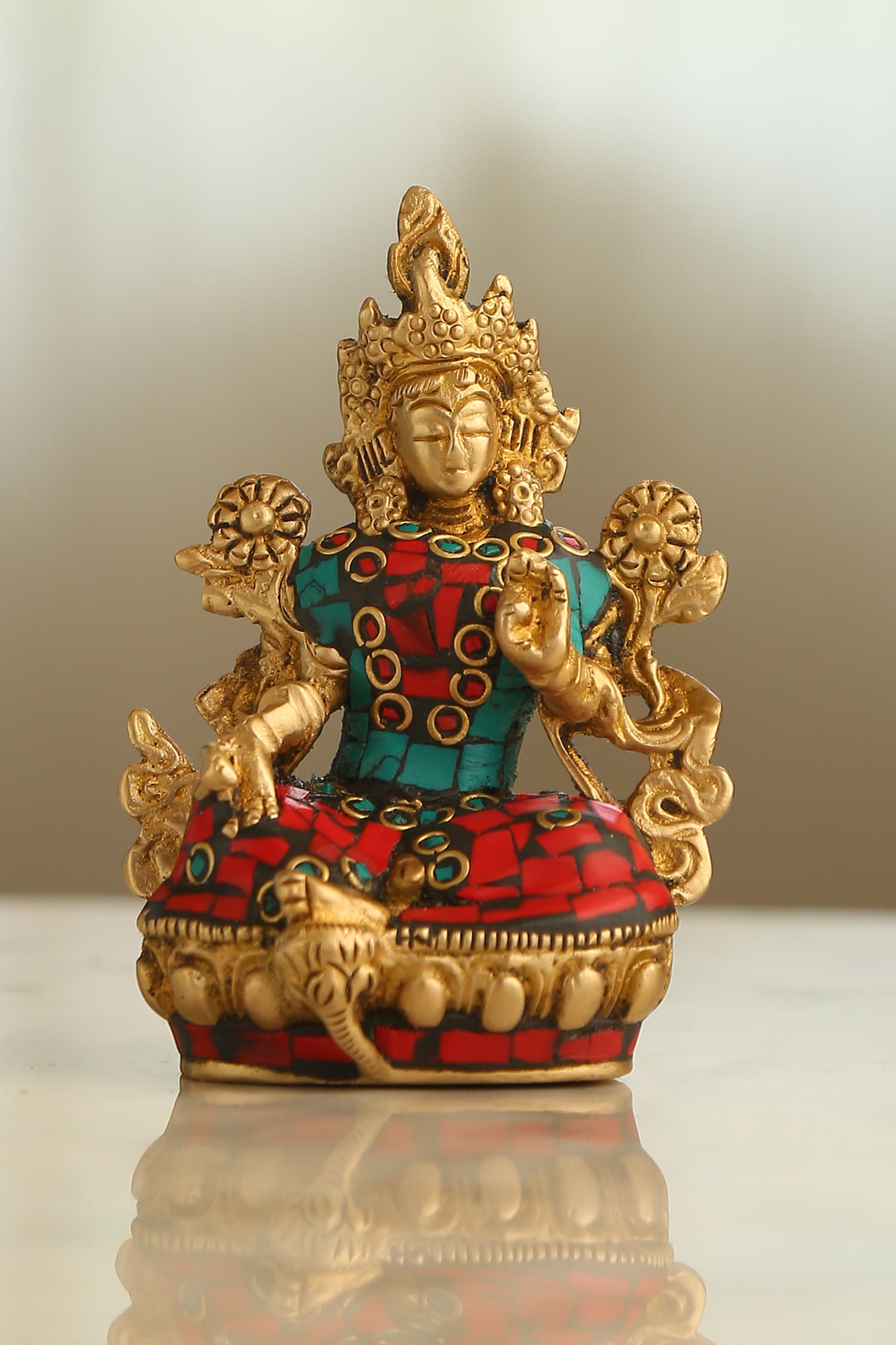 Amoliconcepts Brass Tara Devi Carved Idol