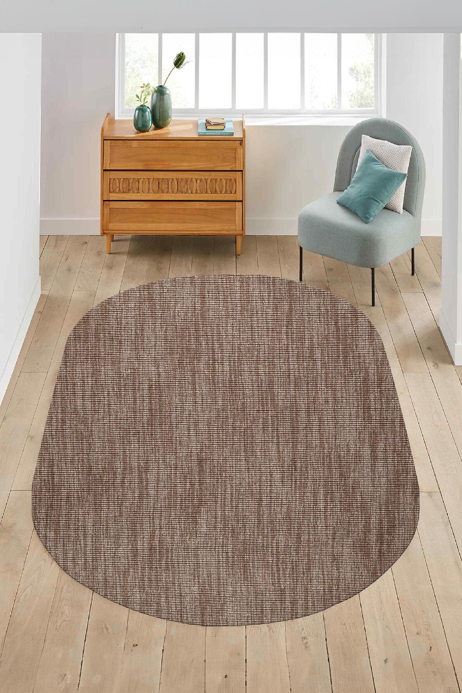 Buy Kaleen India Mocha Oval Shaped Rug Online | Aza Fashions