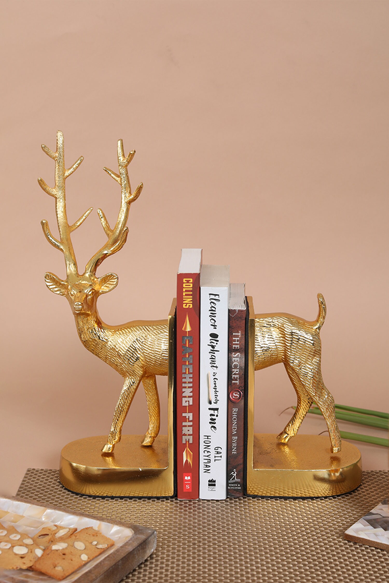 Assemblage Gold Aluminium Casted Antler Deer Bookend