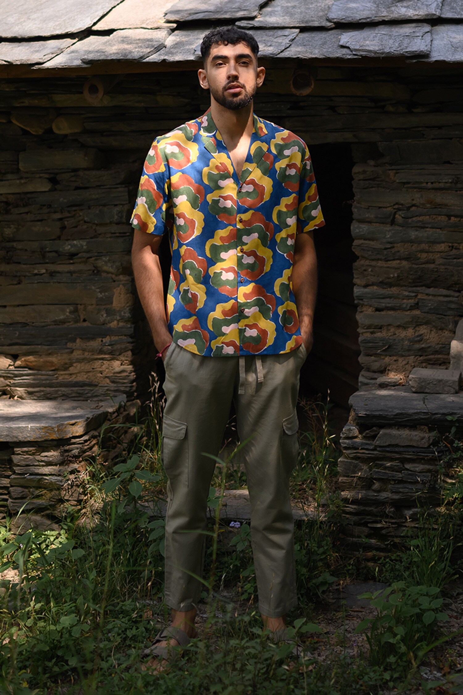 Buy Jodi Blue Modal Europa Hand Block Print Shirt Online | Aza Fashions