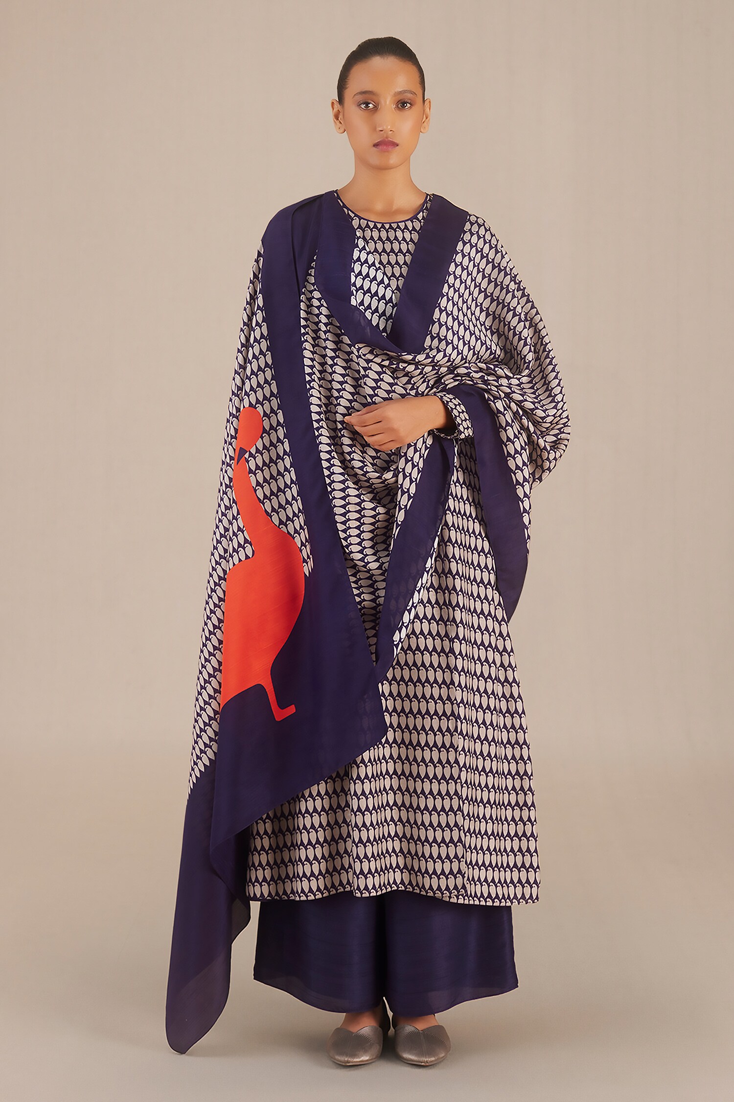 Buy AMPM Purple Rose Silk Huma Paisley Print Kurta Set Online | Aza Fashions