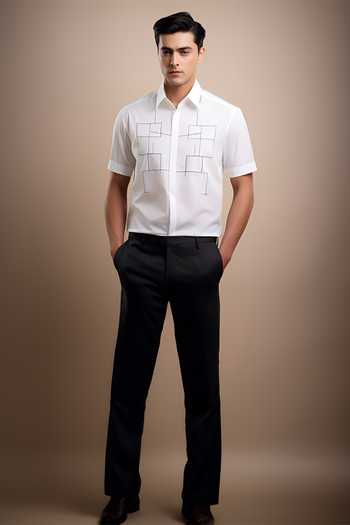 Buy White 100% Pure Cotton Embroidery Thread Folktales Shirt For Men by ...