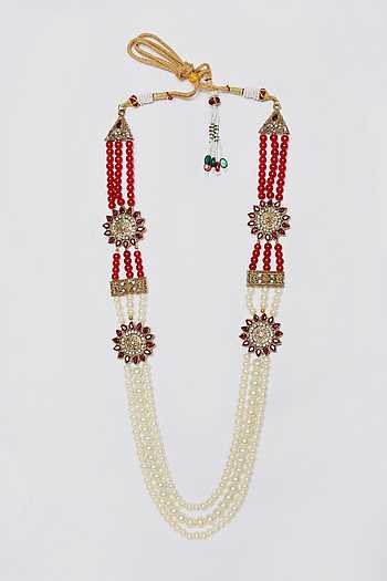 Buy Maroon Crystal And Pearls Embellished Layered Mala by Aryavir ...