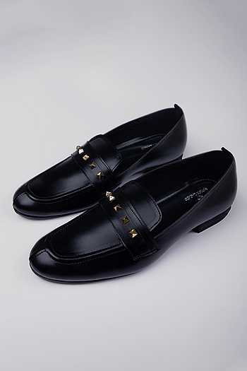Buy Schon Zapato Black Vegan Leather Stud Embellished Shoes Online ...