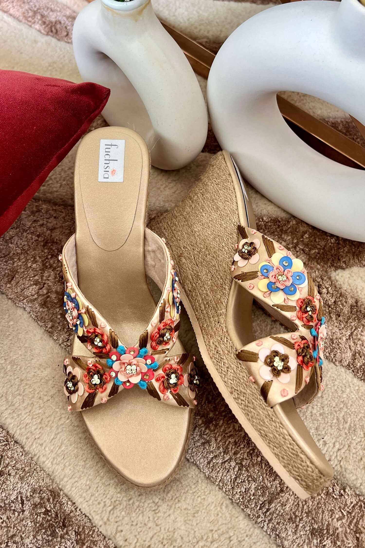 Buy Fuchsia Multi Color Polyurethane Vegan Leather Whimsical Wildflower ...